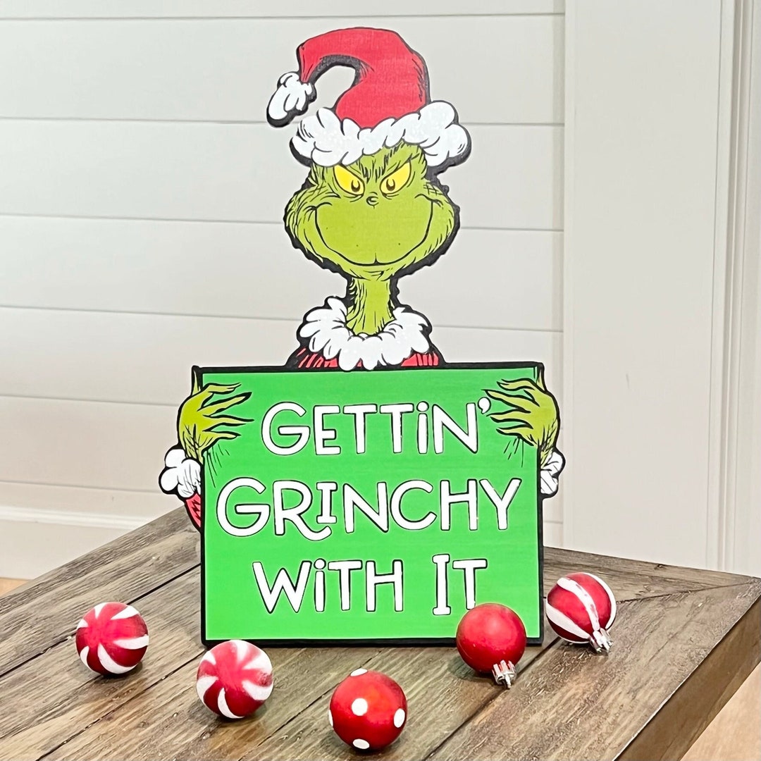 Tall GRINCH Stand Alone Sign, Large Christmas Grinch Sign, Grinchy ...