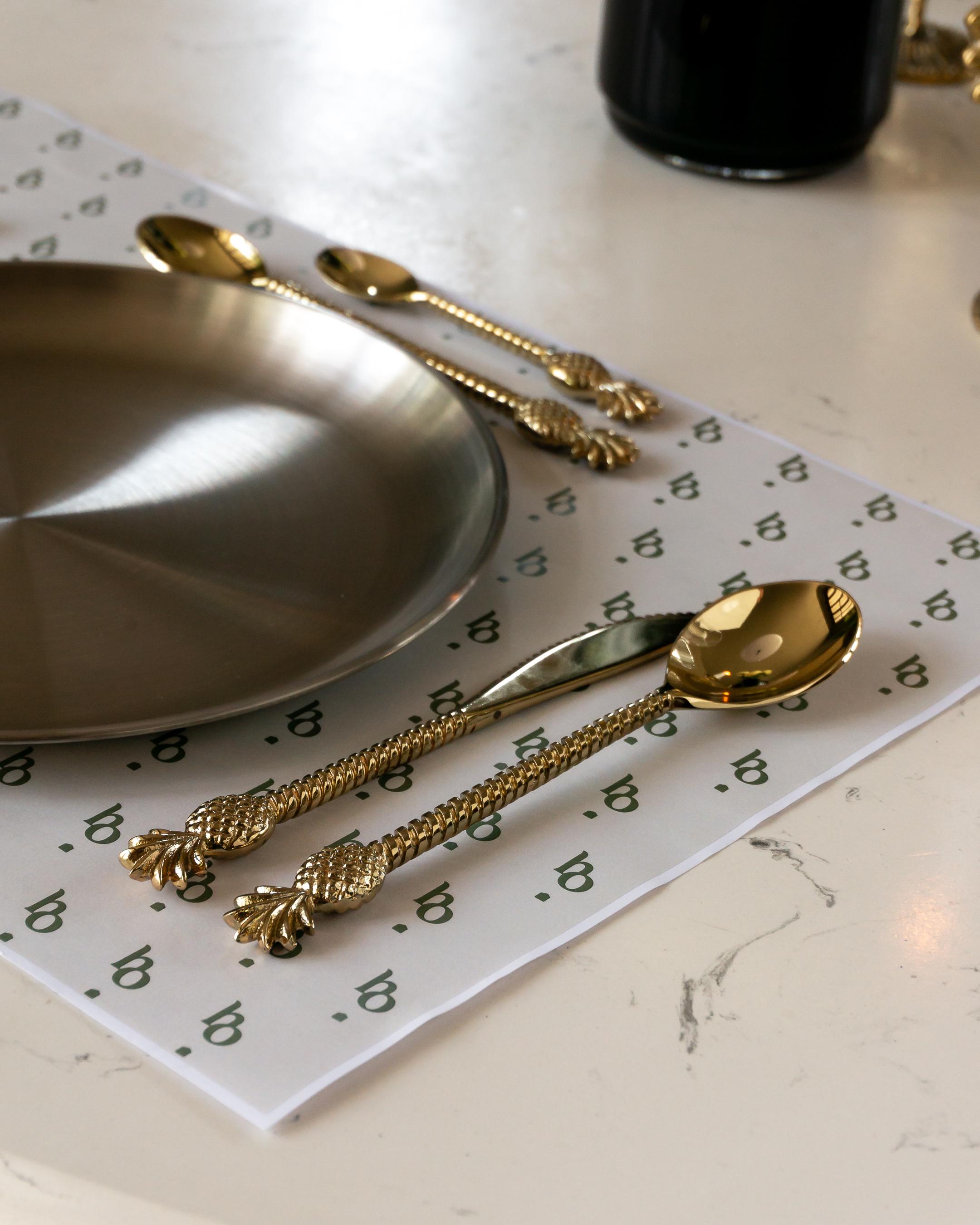 Brass Spoon Set of 2 Pieces/ Gold Pineapple, Shell Tree| Food Styling ...