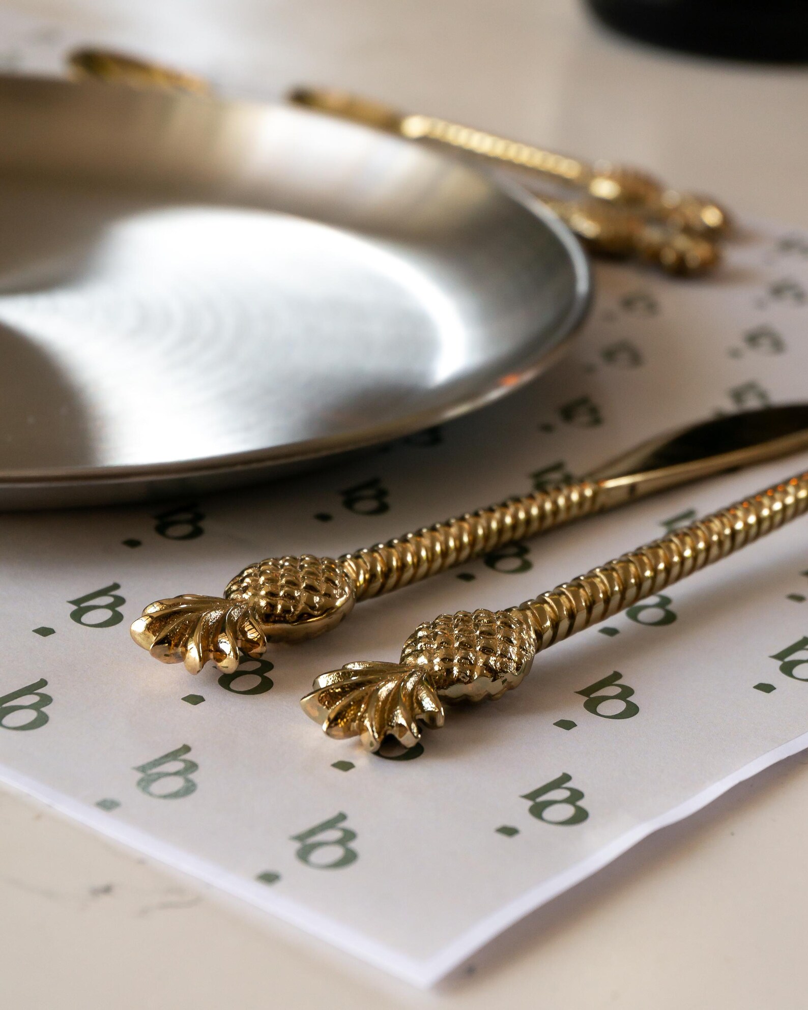 Brass Spoon Set of 2 Pieces/ Gold Pineapple, Shell Tree| Food Styling ...