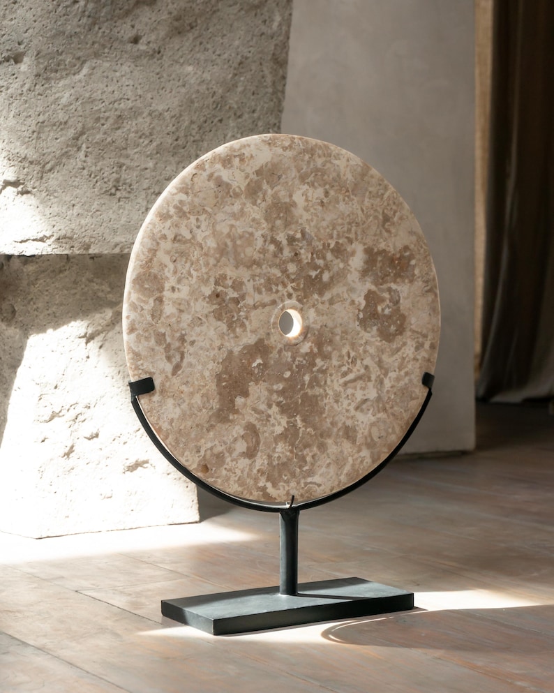 Marble Disc With Metal Stand 16in/40cm. NEW Model 2025– Light and Dark ...