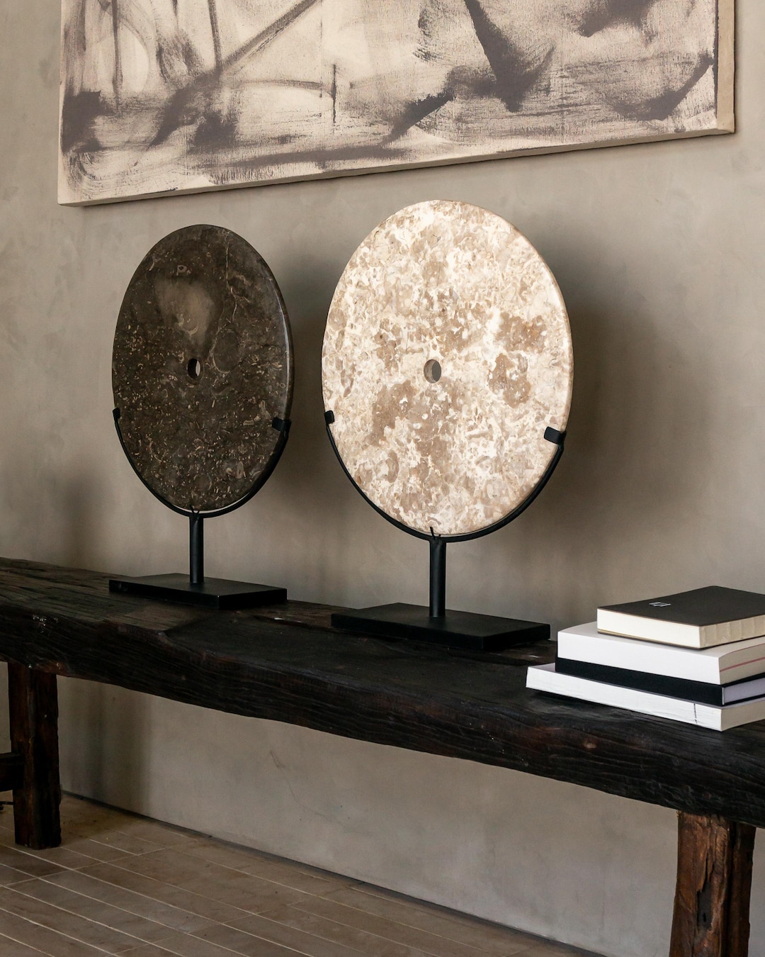 Marble Disc With Metal Stand 16in/40cm. NEW Model 2025– Light and Dark ...