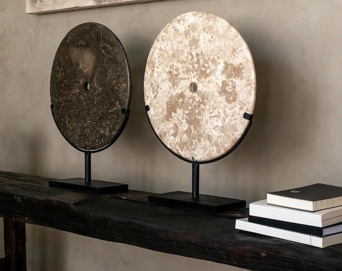 Marble Disc With Metal Stand 16in/40cm. NEW Model 2025– Light and Dark ...