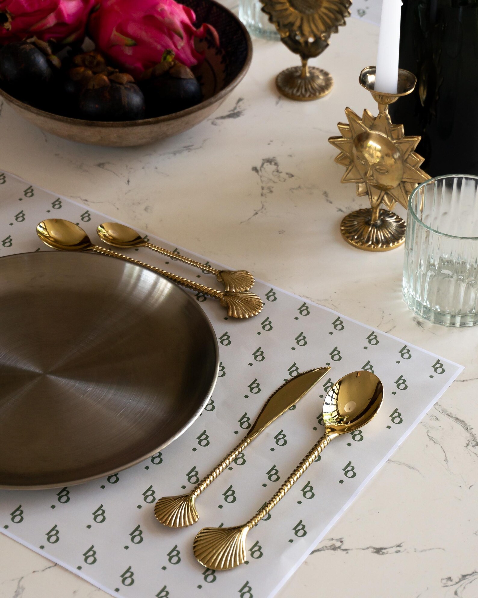 Brass Spoon Set of 2 Pieces/ Gold Pineapple, Shell Tree| Food Styling ...