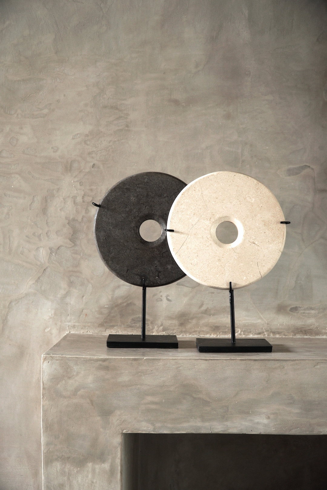 Marble Disc With Metal Stand Light and Dark Marble, Exclusive Handmade ...