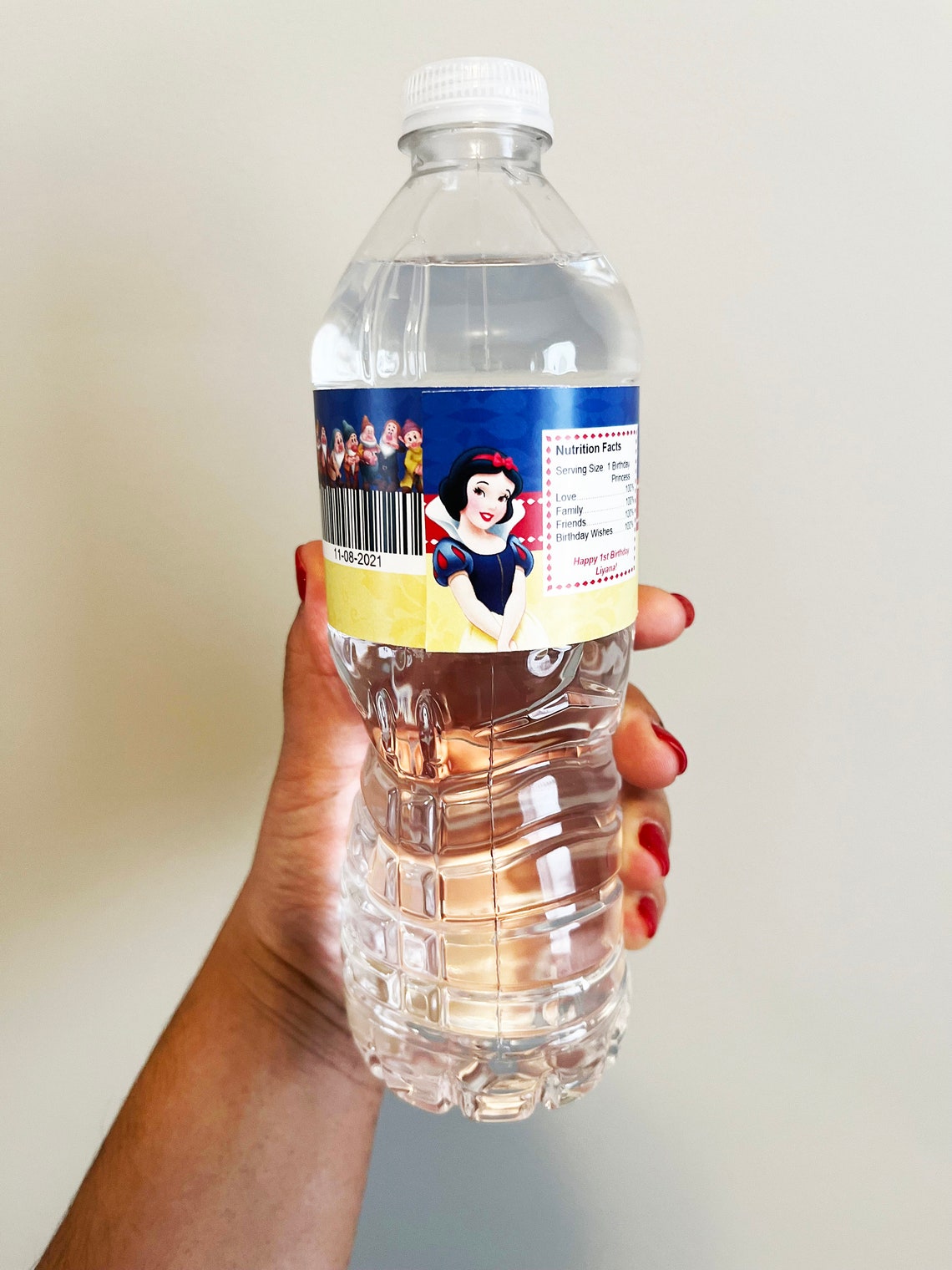 PRINTABLE Snow White Water Bottle Label, Custom Water Bottle Label ...