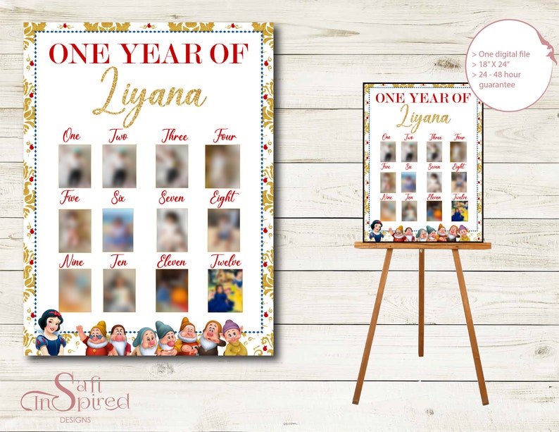 PRINTABLE Snow White Milestone Poster, Milestone Poster, Custom ...