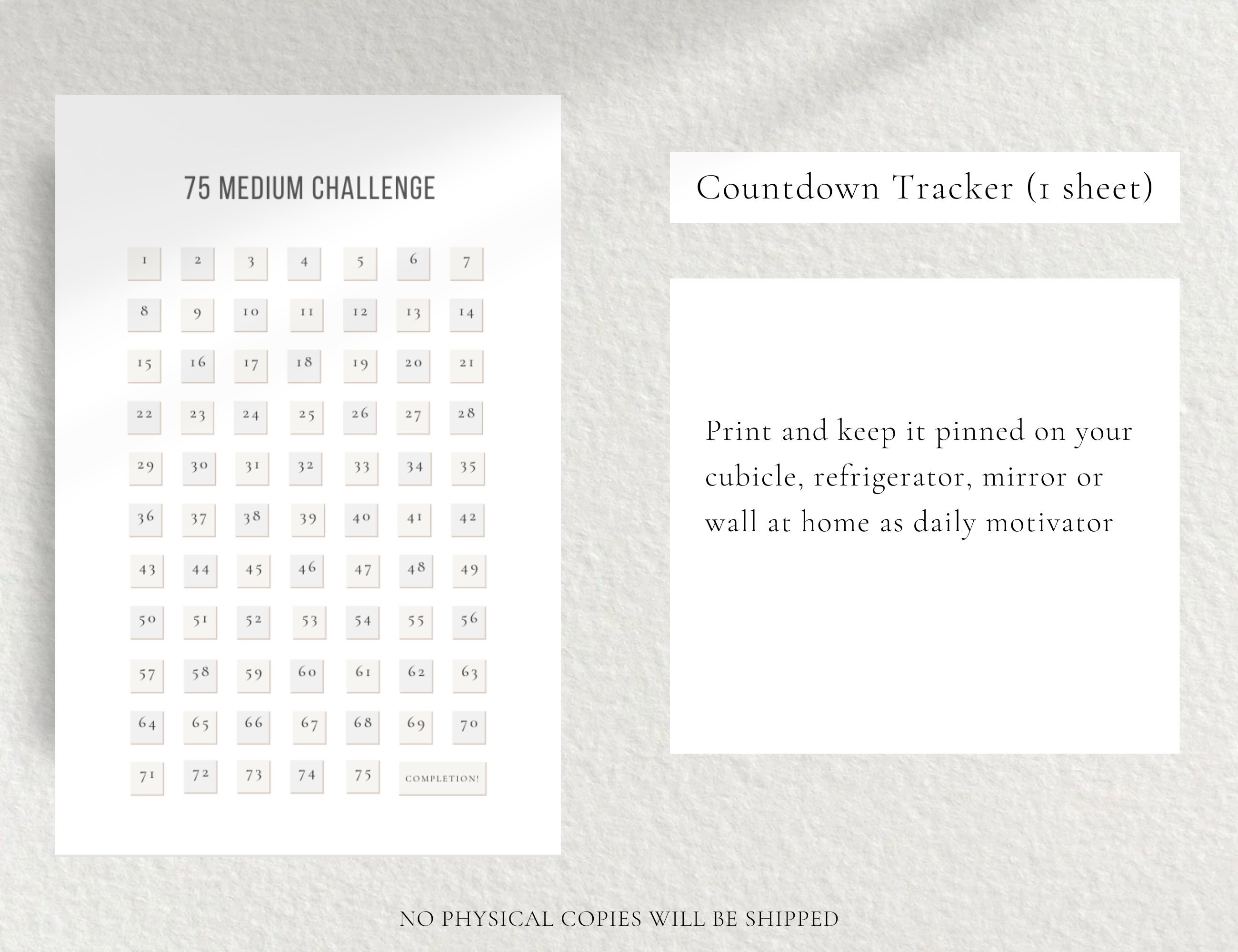 Minimalist 75 Medium Challenge Tracker, 75 Medium Printable, 75 Medium ...