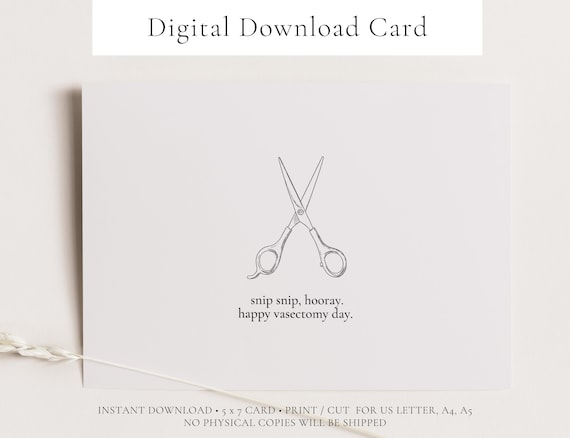 Vasectomy Card Snip Snip Hooray Printable Vasectomy Card - Etsy