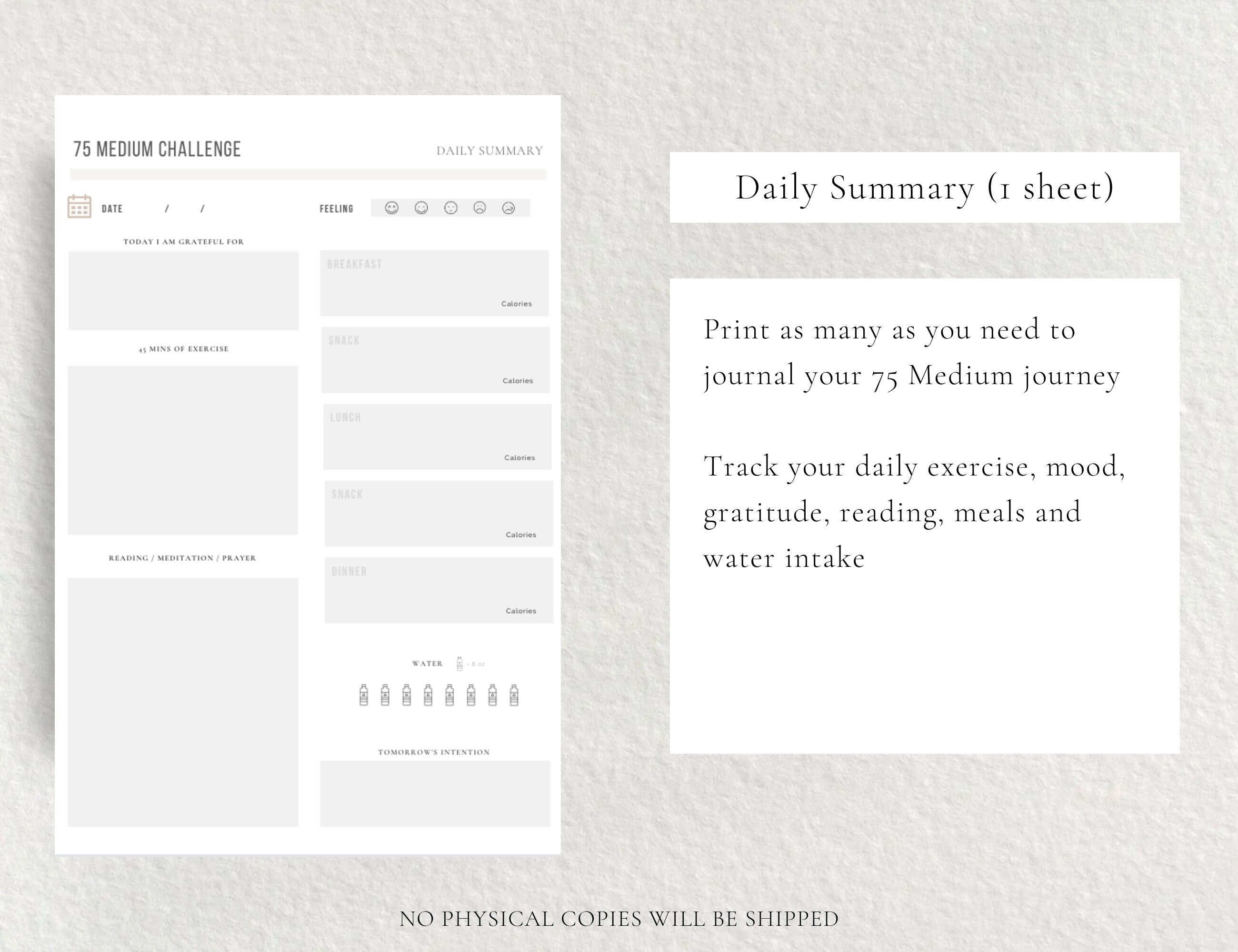 Minimalist 75 Medium Challenge Tracker, 75 Medium Printable, 75 Medium ...