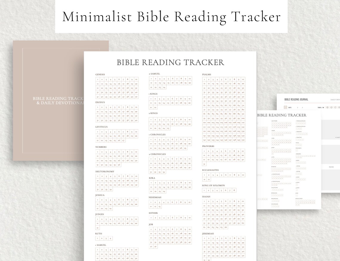 Minimalist Bible Reading Tracker, Scripture Reading Chart, Simple Bible ...