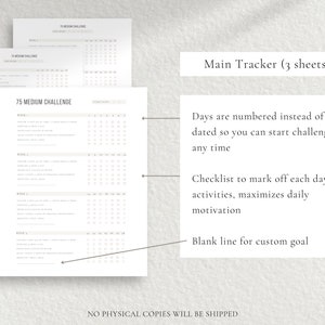 Minimalist 75 Medium Challenge Tracker, 75 Medium Printable, 75 Medium ...