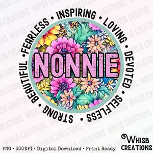 Nonnie Png, Floral Watercolor Sublimation, Mother's Day Design, Floral ...