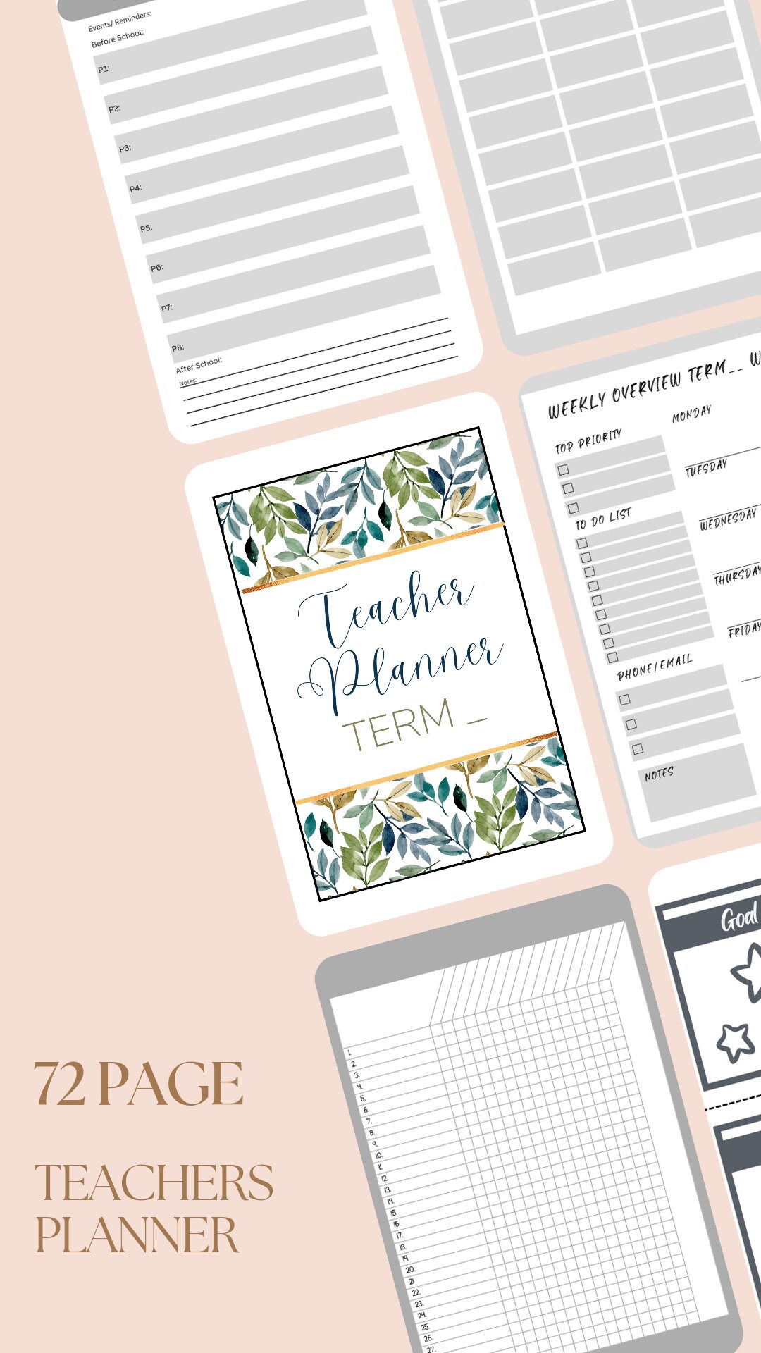 Digital Term Planner | Printable Teacher Schedule 6 Period Day - Etsy