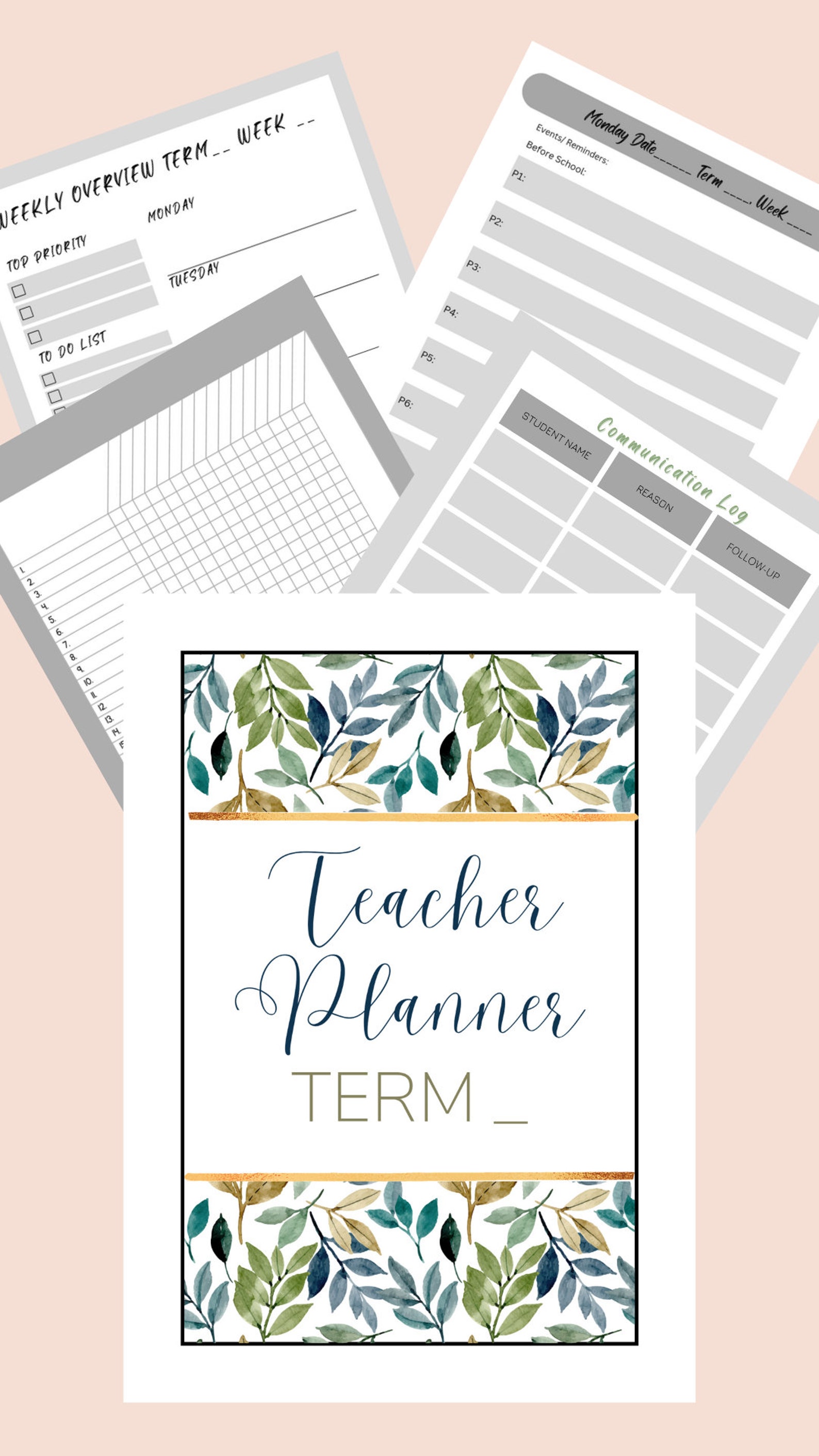 Digital Term Planner | Printable Teacher Schedule 6 Period Day - Etsy