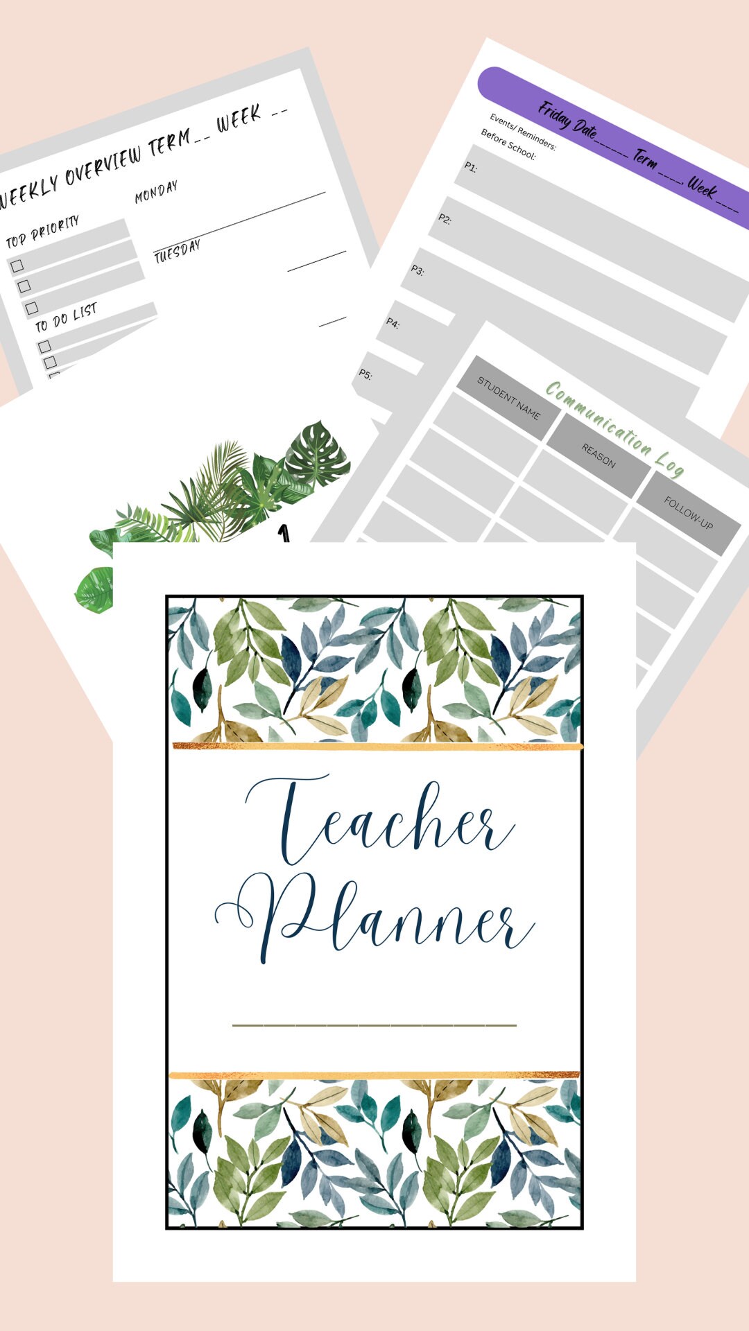 Digital Teacher Planner | Printable Teacher Schedule 6 Period Day - Etsy