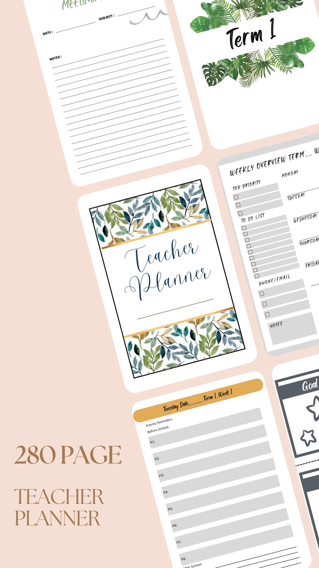 Digital Teacher Planner | Printable Teacher Schedule 8 Period Day - Etsy