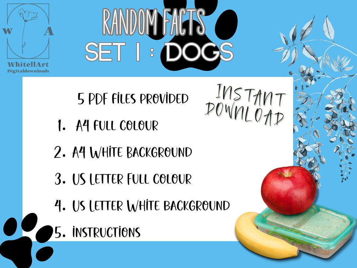 Random Facts Card Printable, Instant Download, Lunchbox Notes, Set 1 ...