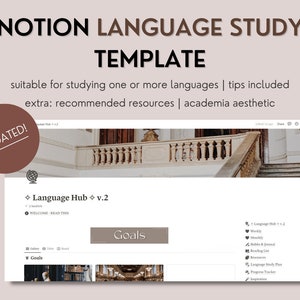 Language Study Notion Template Light Academia, Language Learning Notion Template, Notion ...