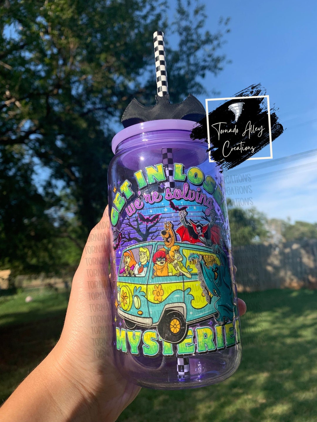 Spooky Glass Can 16oz Purple Glass Can Humor We're Solving Mysteries ...