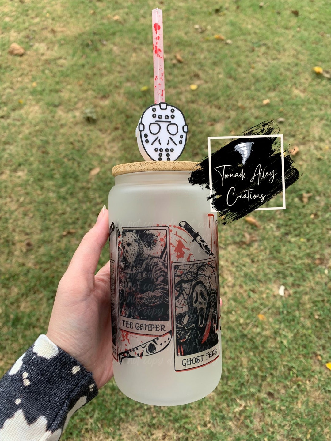 Horror Cup 16oz Frosted Glass Sublimated Glass Cup Spooky Cup Halloween ...