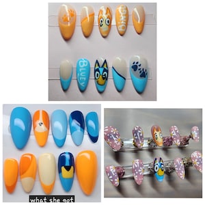 Press on Nails Bluey and Bingo Hand Painted - Etsy