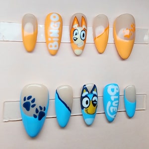 Press on Nails Bluey and Bingo Hand Painted - Etsy