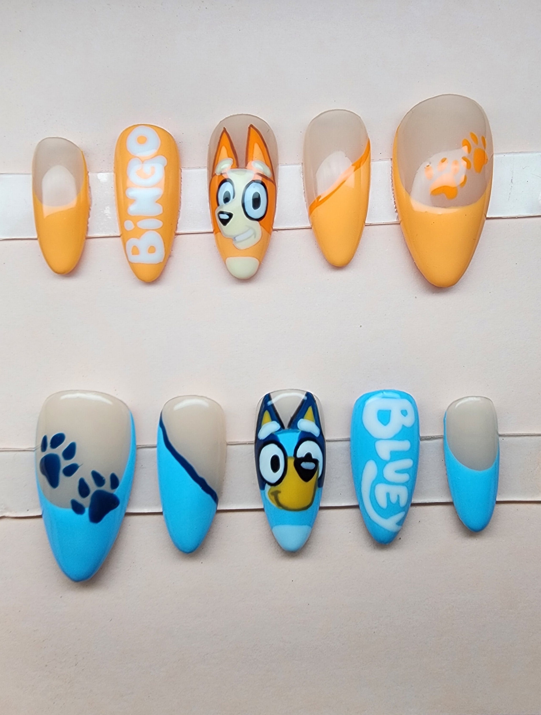 Press on Nails Bluey and Bingo Hand Painted - Etsy Australia