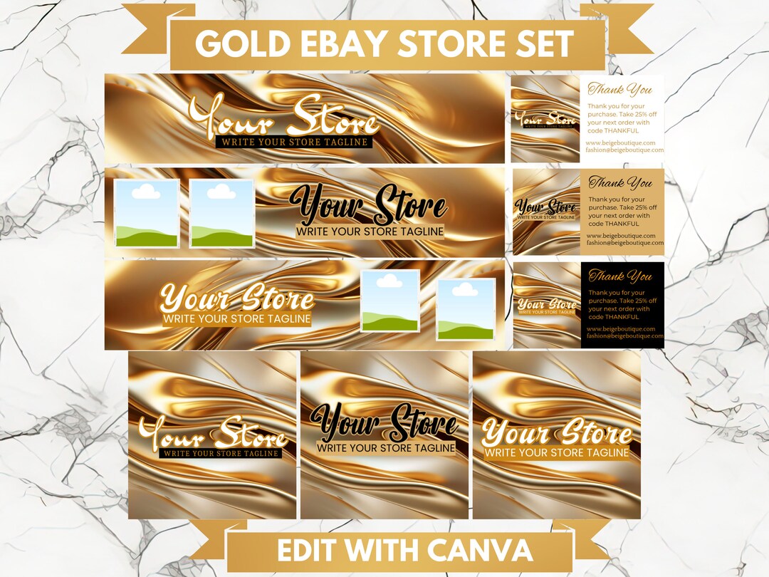 Ebay Store Billboards Ebay Shop Banners Logos and Thank You Cards Gold ...