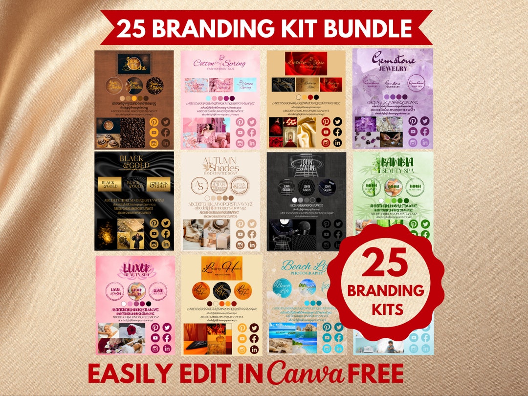 25 Canva Branding Kit Templates Package , DIY Brand Kit Set, Branding ...