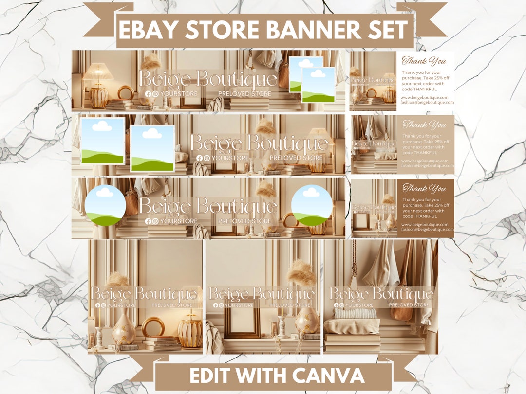 Ebay Store Billboards Ebay Shop Banners Logos and Thank You Cards Beige ...