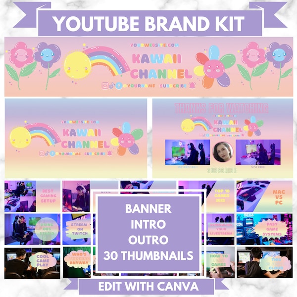Kawaii Youtube Banner - Etsy