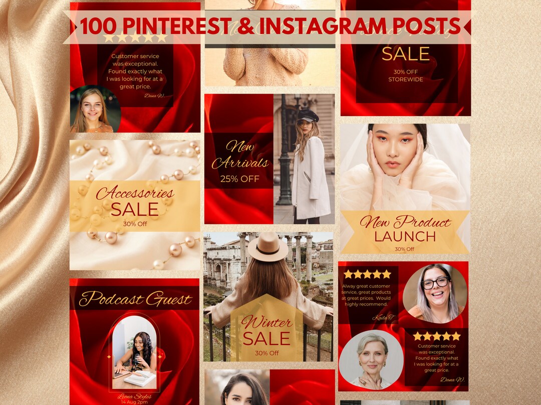 100 Pinterest Posts Template Ecommerce DIY, Ecommerce Instagram Posts ...