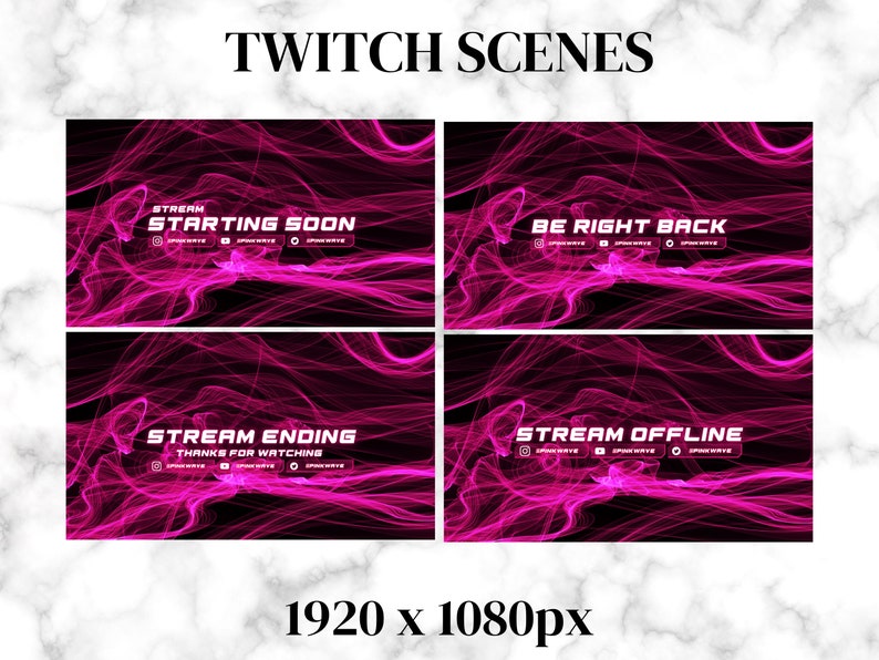 Twitch Overlay Package Neon Pink Black Gamers, Twitch Banner Overlay ...