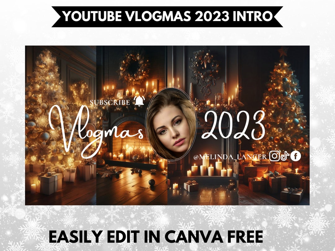Vlogmas Christmas 2023 Youtube Intro DIY Animated Canva - Etsy