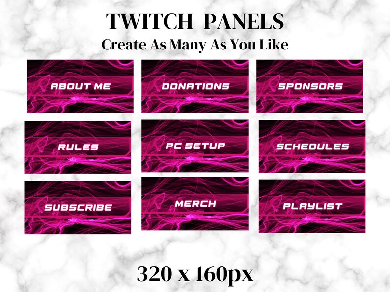 Twitch Overlay Package Neon Pink Black Gamers, Twitch Banner Overlay ...