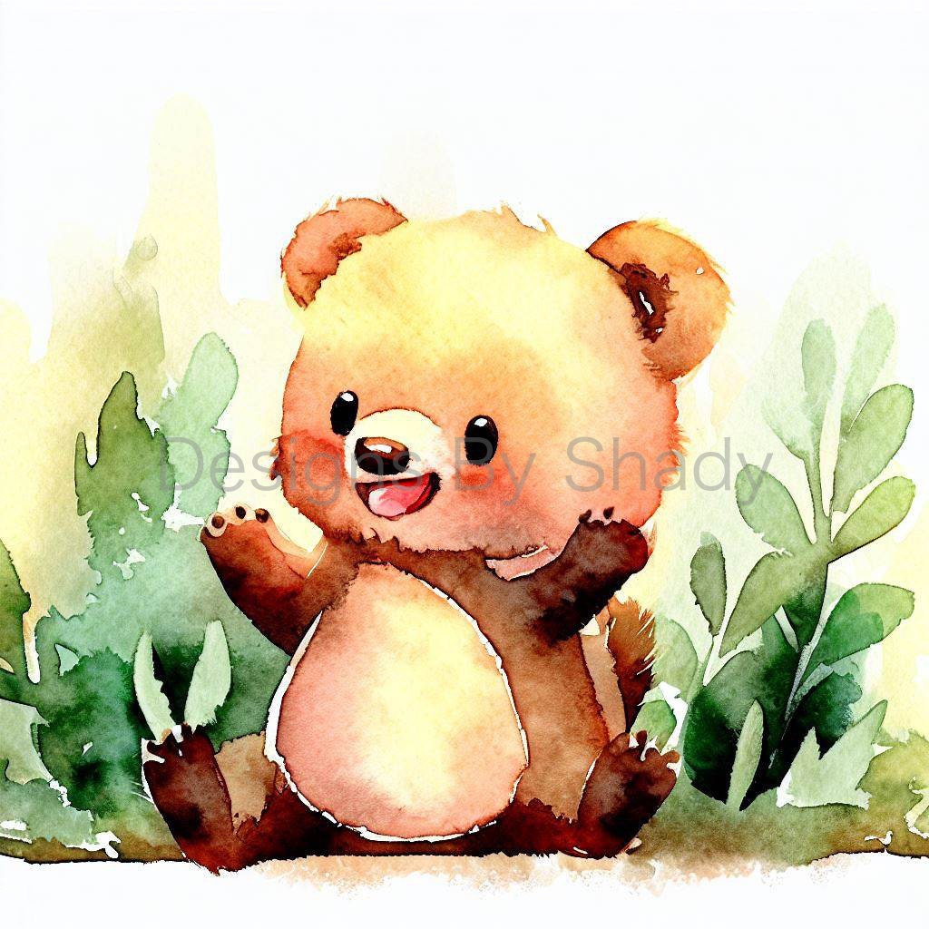 14 Baby Bear Clipart Pngs, Commercial Use Digital Download, Mixed Media ...