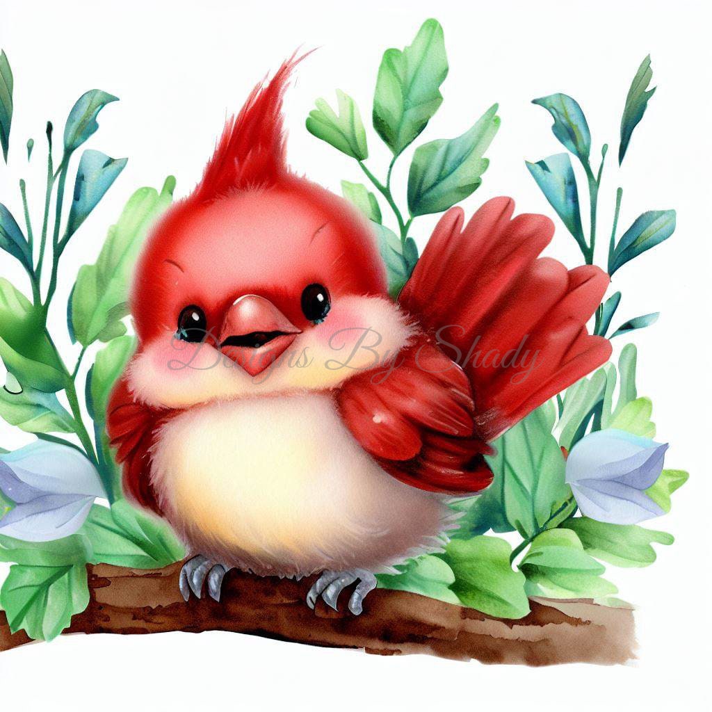 14 Baby Cardinal Birds Clipart Pngs, Commercial Use Digital Download ...