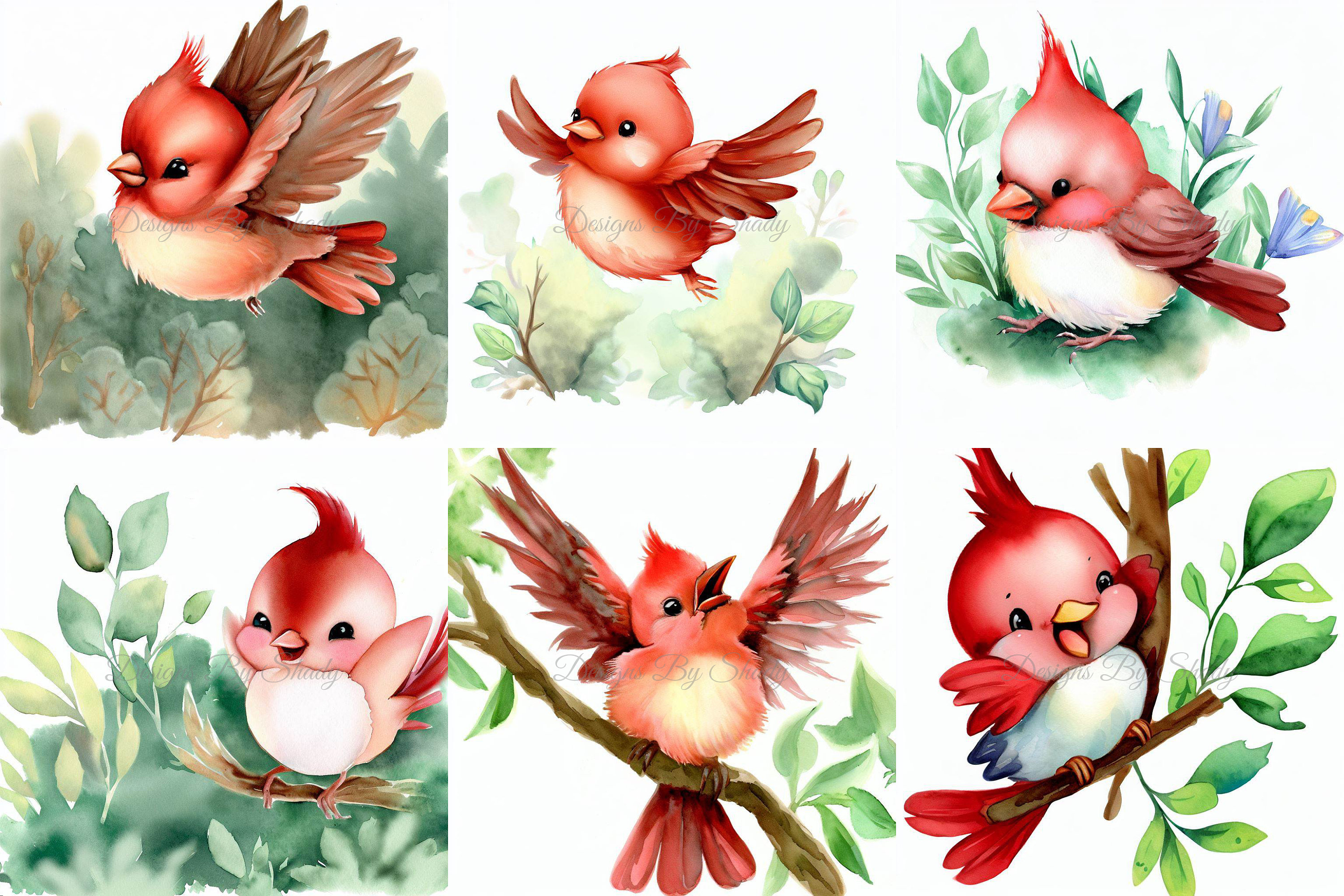 14 Baby Cardinal Birds Clipart Pngs, Commercial Use Digital Download ...