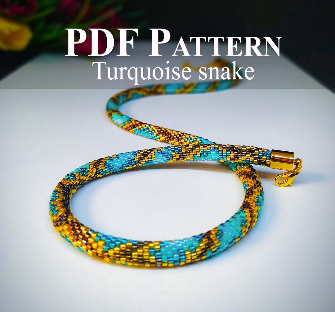 Beading Pattern Crochet Necklace Turquoise Snake Seed - Etsy