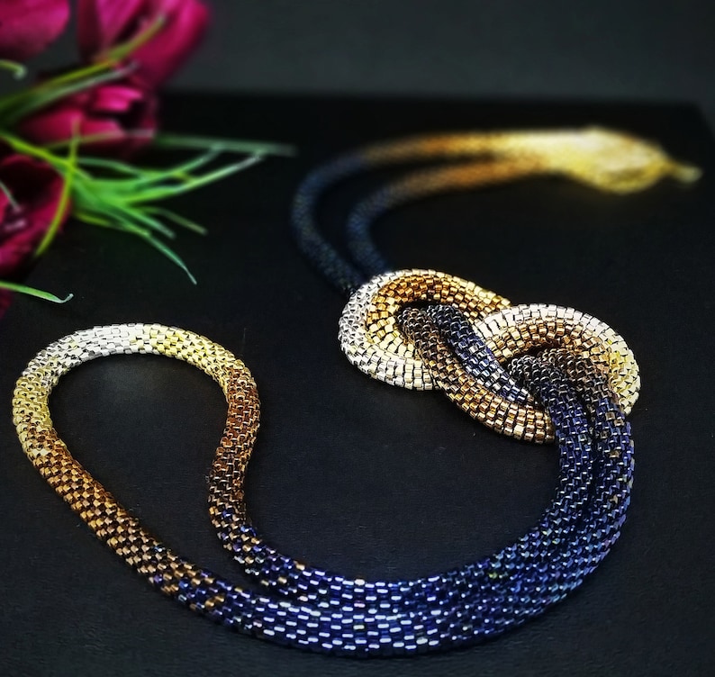 Pattern Bead Crochet Necklace Beaded Gradient Necklace - Etsy