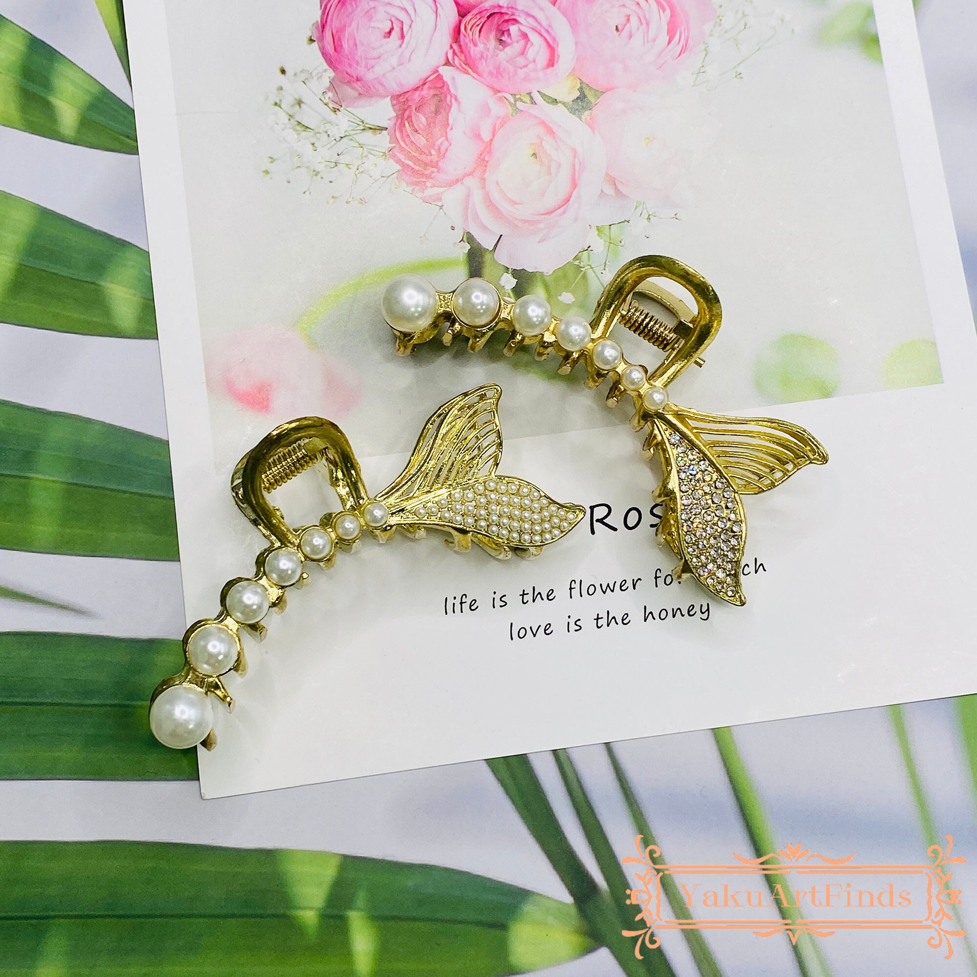 Shiny Pearl Rhinestone Fishtail Hair Clawsspecial Design Hair - Etsy