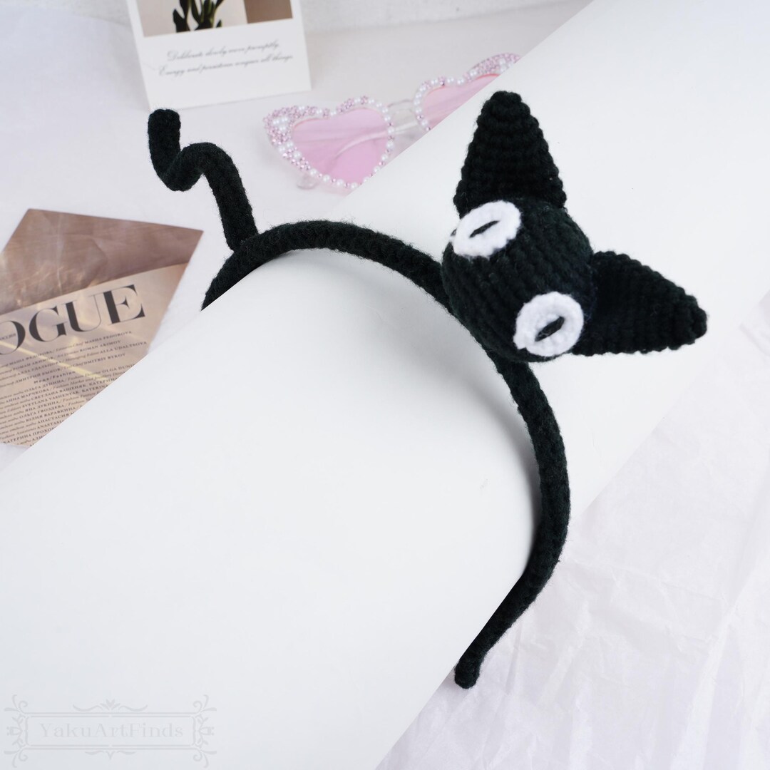 Black Cats Hair Claw,handmade Crochet Headband,big Eyes Cat Hair Clip ...