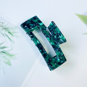 Emerald Green Hair Clips for Women, Rectangle Large Hair Claw, Acetate ...