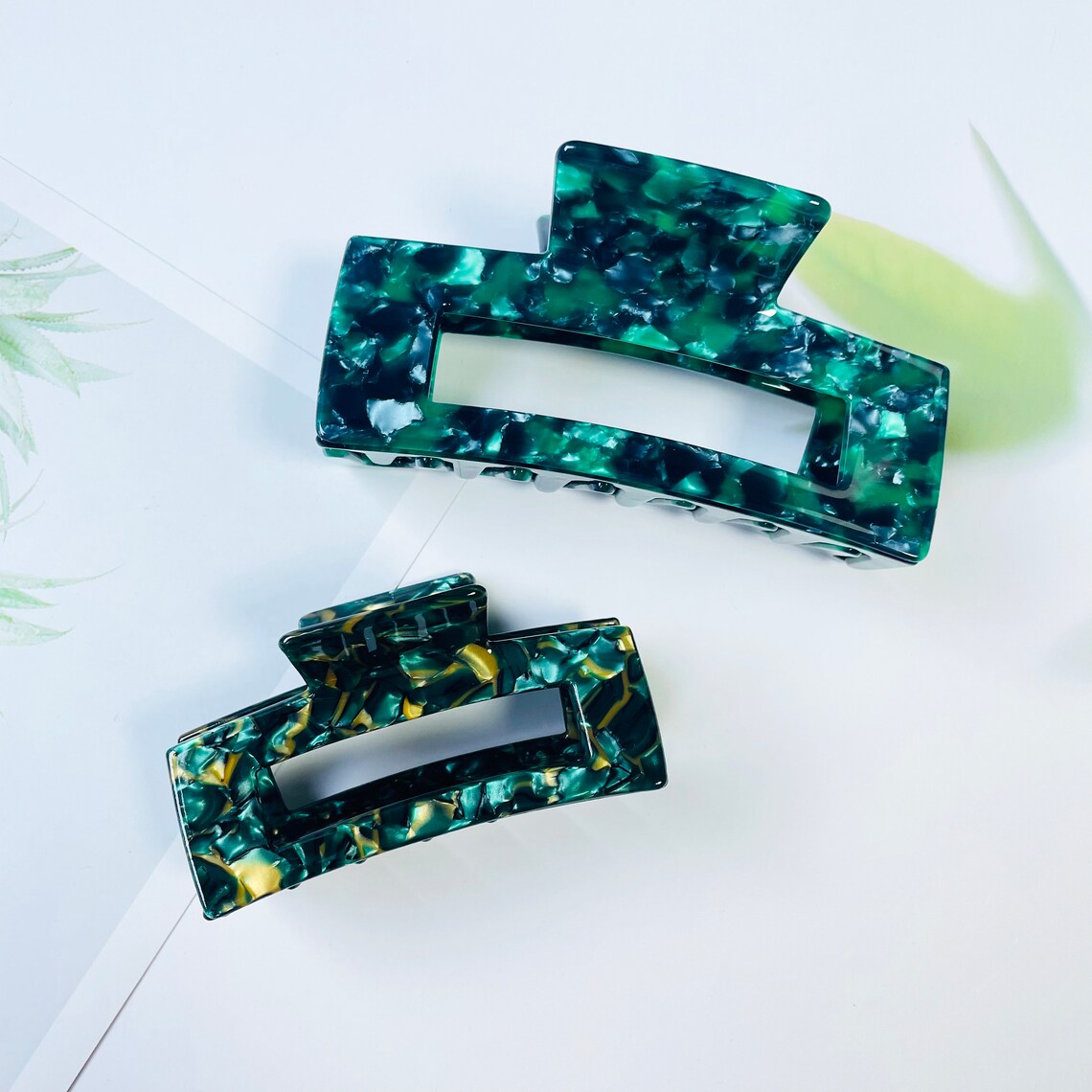 Emerald Green Hair Clips for Women Rectangle Large Hair Claw - Etsy
