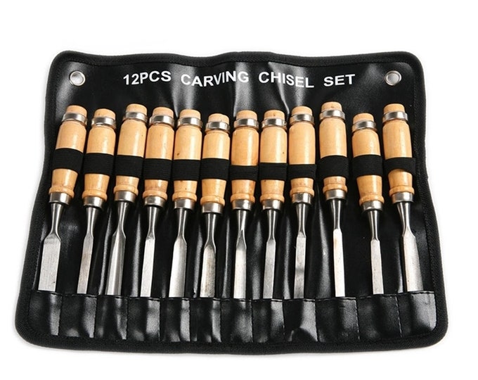 Wood Carving Hand Chisel Tool Set 12 Pcs Woodworking Professional ...