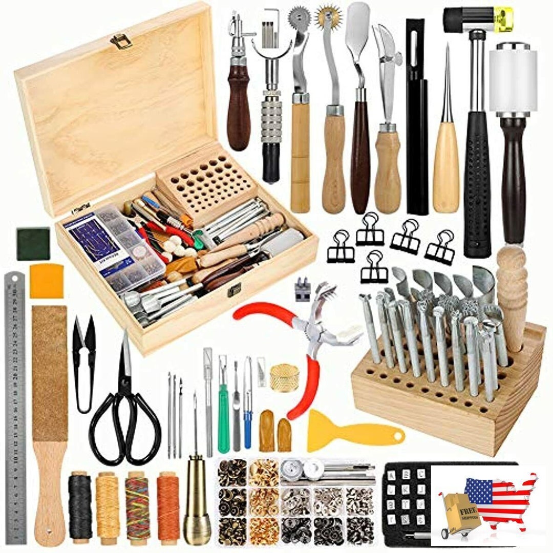 Leather Working Tools and Supplies 424 Pieces Leather Craft Kits With ...