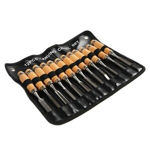 Wood Carving Hand Chisel Tool Set 12 Pcs Woodworking Professional ...