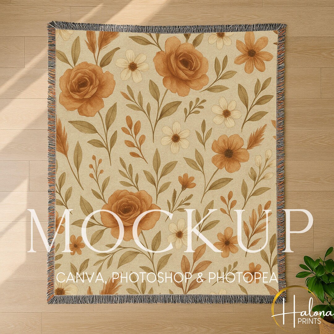 Woven Blanket Mockup: Boho Flat Lay, Realistic (PNG PSD Download) - Etsy