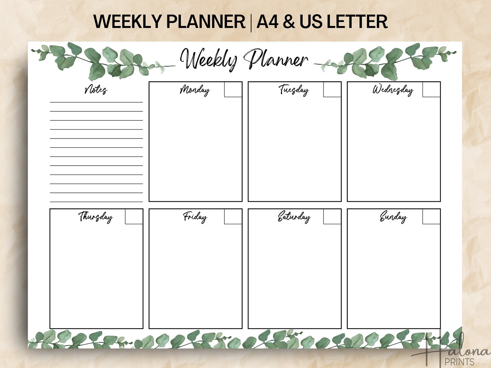 Weekly Planner Printable Landscape Layout Undated Planner - Etsy