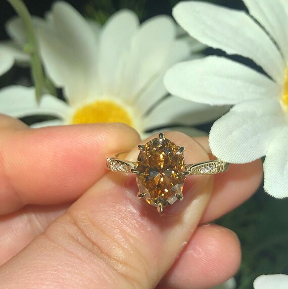 12 X 8 MM Oval Crushed Ice Cut Yellow Moissanite Diamond - Etsy